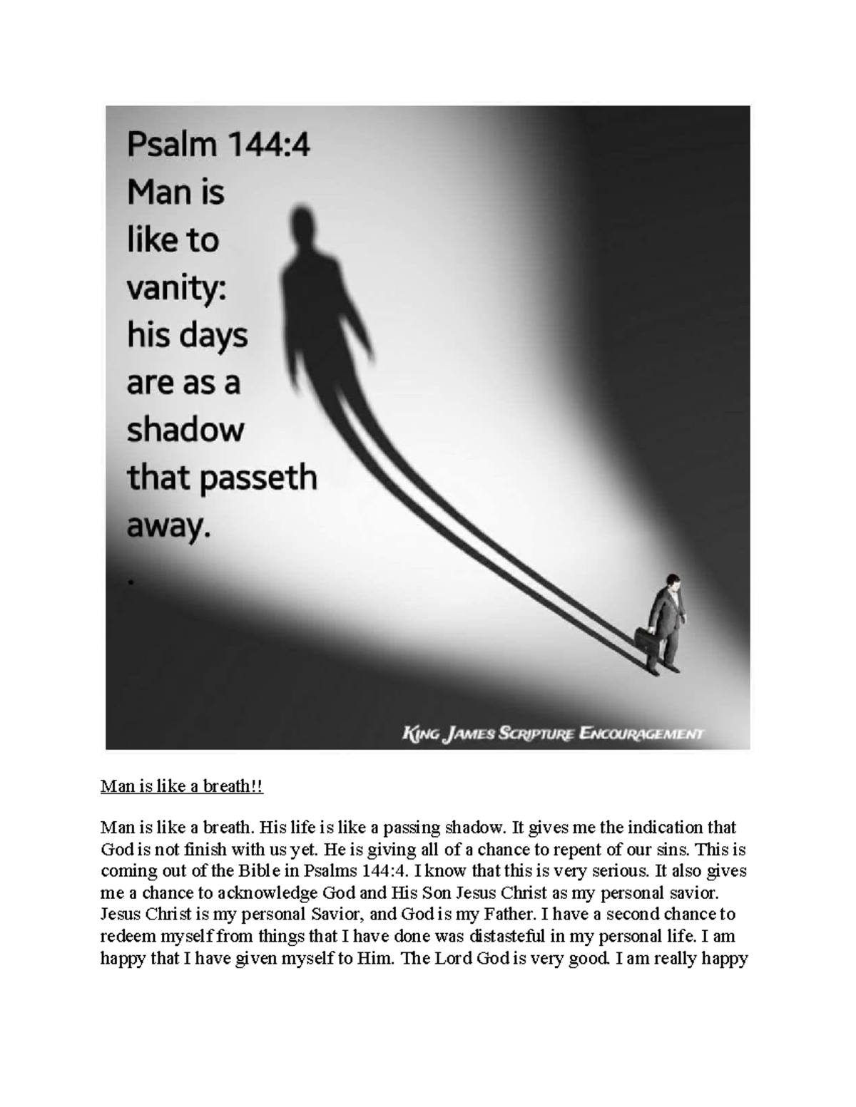 Reflections on Life and Faith: Insights from Psalm 144:4 - Studocu