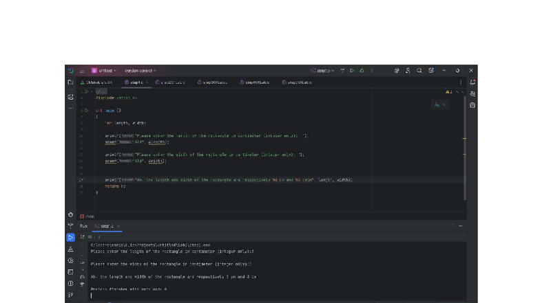Lab2 C Programming: Rectangle Dimensions and Area Calculations - Studocu