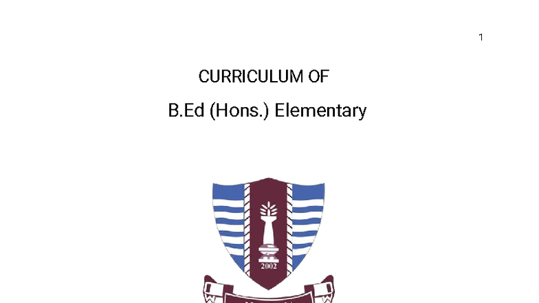 B.Ed (Hons.) Elementary Scheme of Studies GCUF 2024 Overview - Studocu