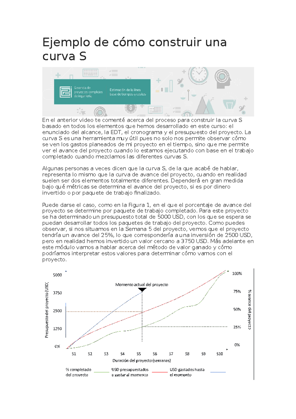 Construcción de la Curva S en Gestión de Proyectos (Curso ABCD) - Studocu