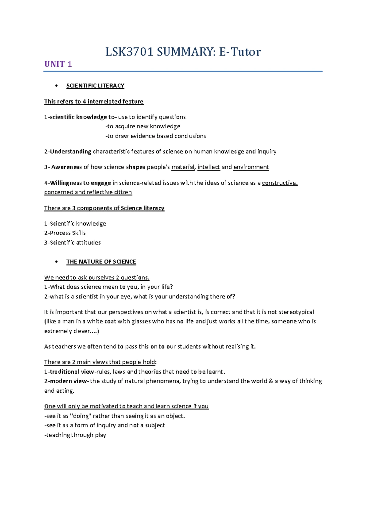 LSK3701 Assessment 2: Life Skills in Science & Tech for Foundation Phase - Studocu
