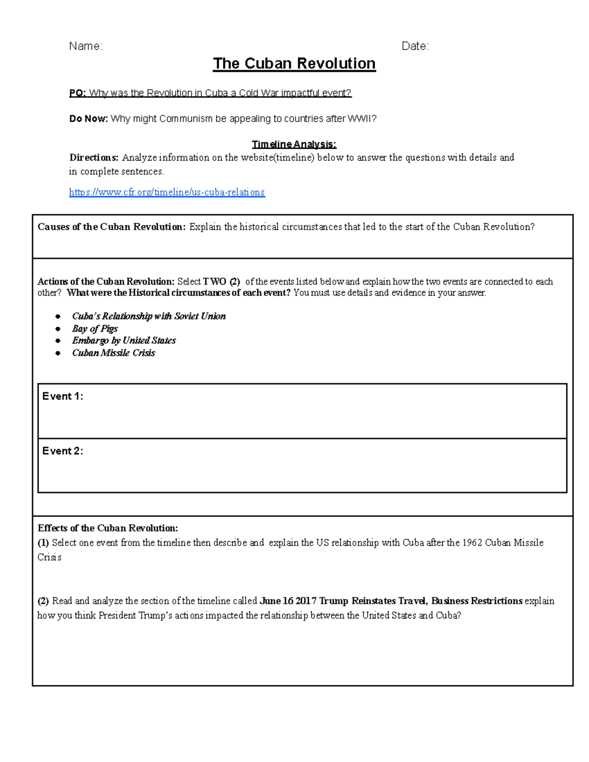 Cuban Revolution: Cold War Context & US-Cuba Relations Analysis - Studocu