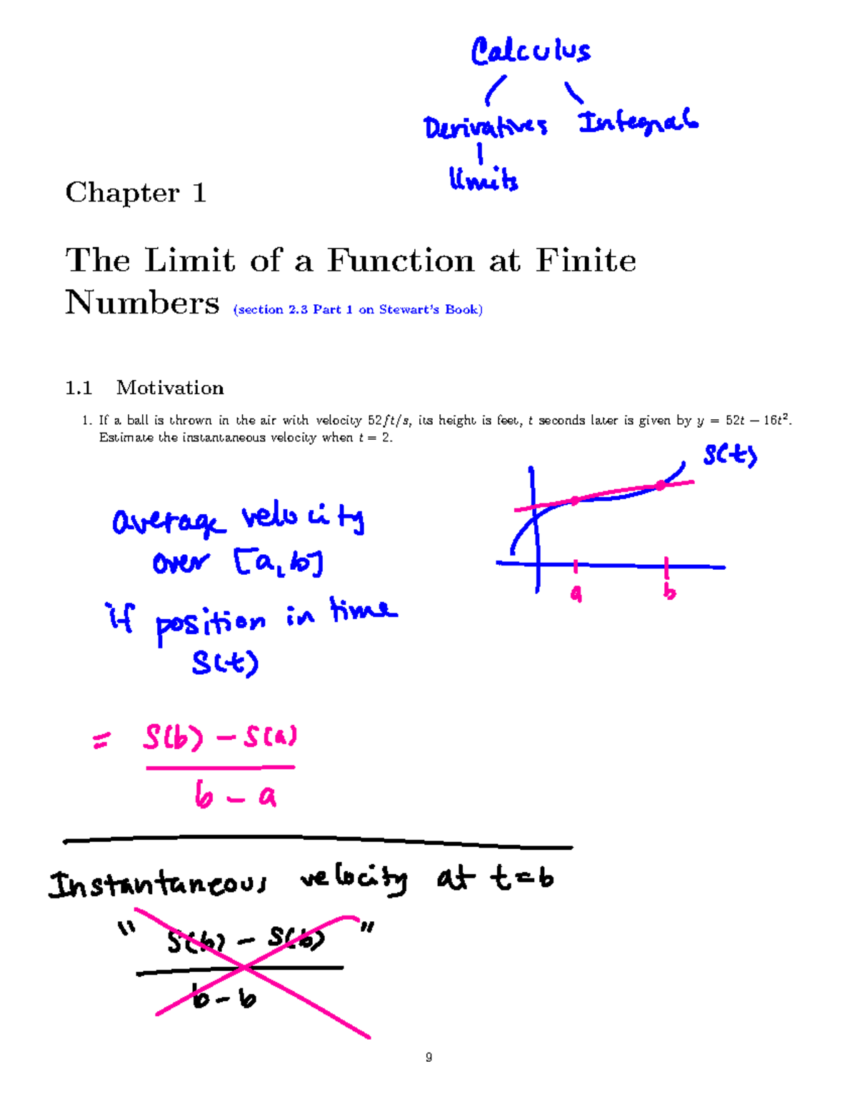 Calculus I: Chapter 1 - The Limit of a Function (2.3 Part 1) Notes ...