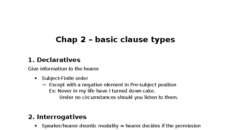Chapter 2 - Basic Clause Types: Declaratives, Interrogatives ...