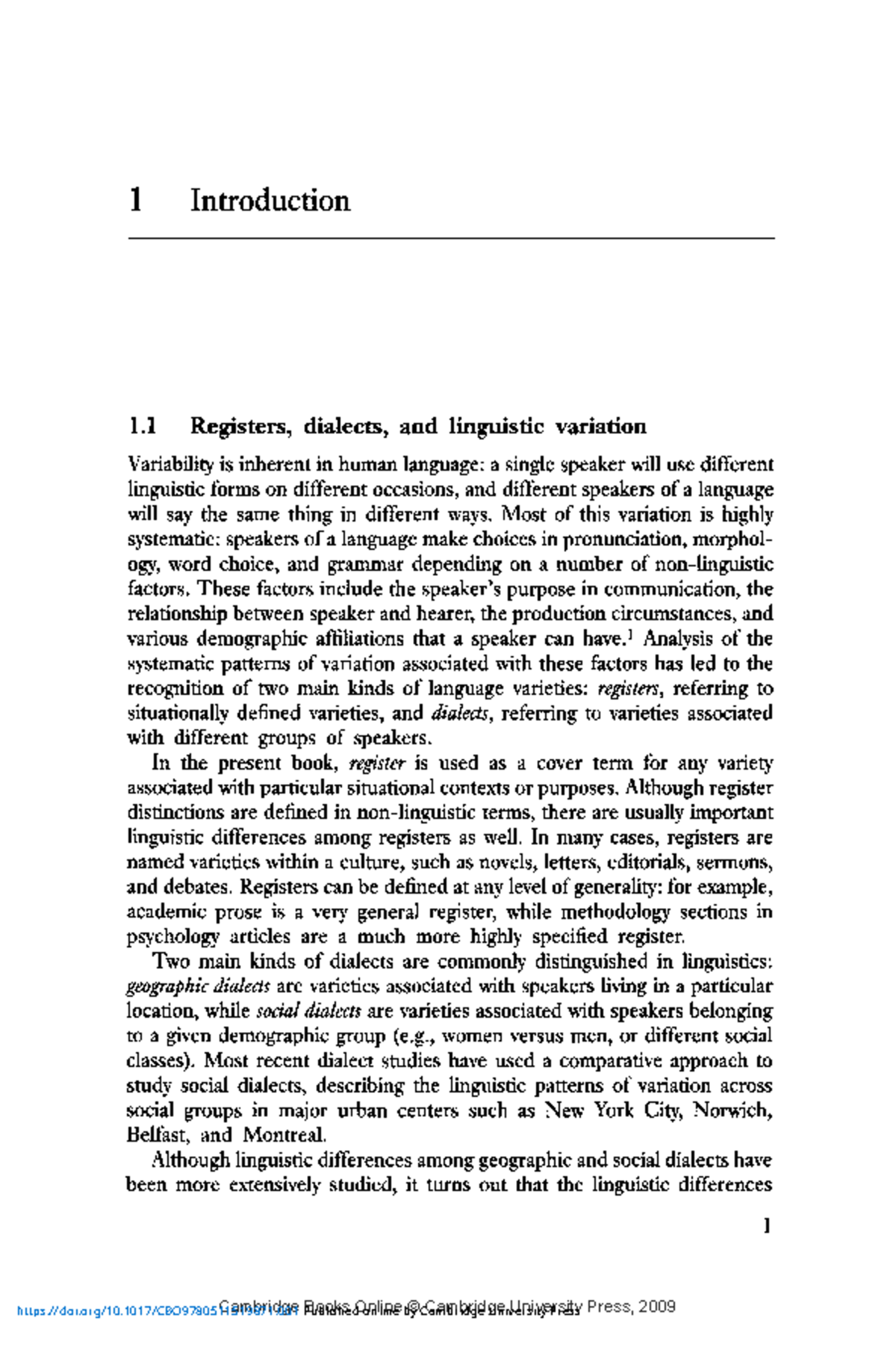 Introduction to Registers and Dialects: Linguistic Variation Analysis ...