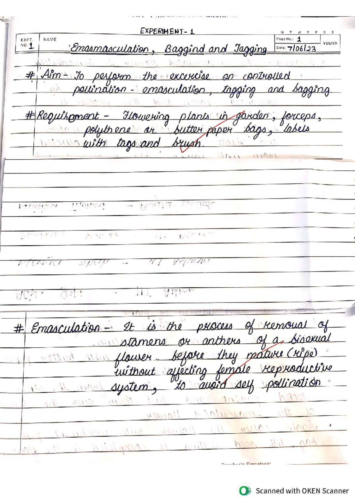 Biology Practical Journal 12: Emasculation, Pollination & Germination ...