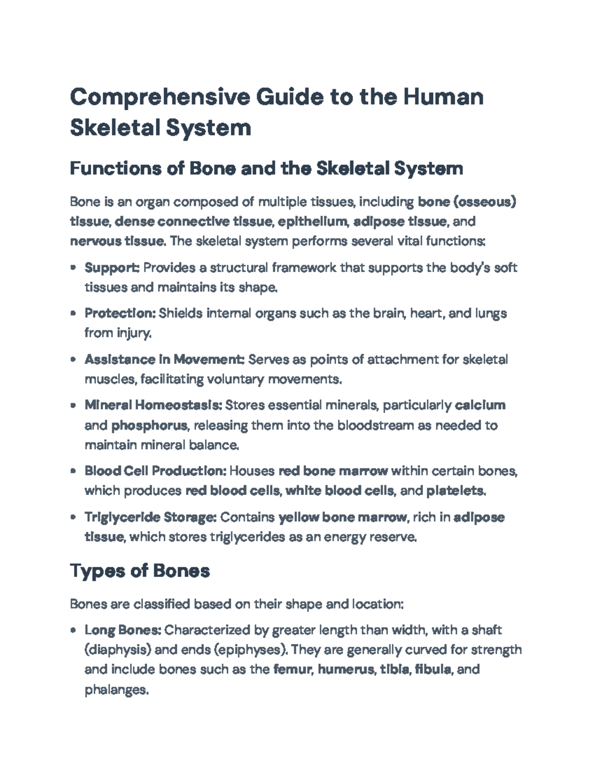 Comprehensive Overview of Bone Structure & Growth Processes (BIO 101 ...