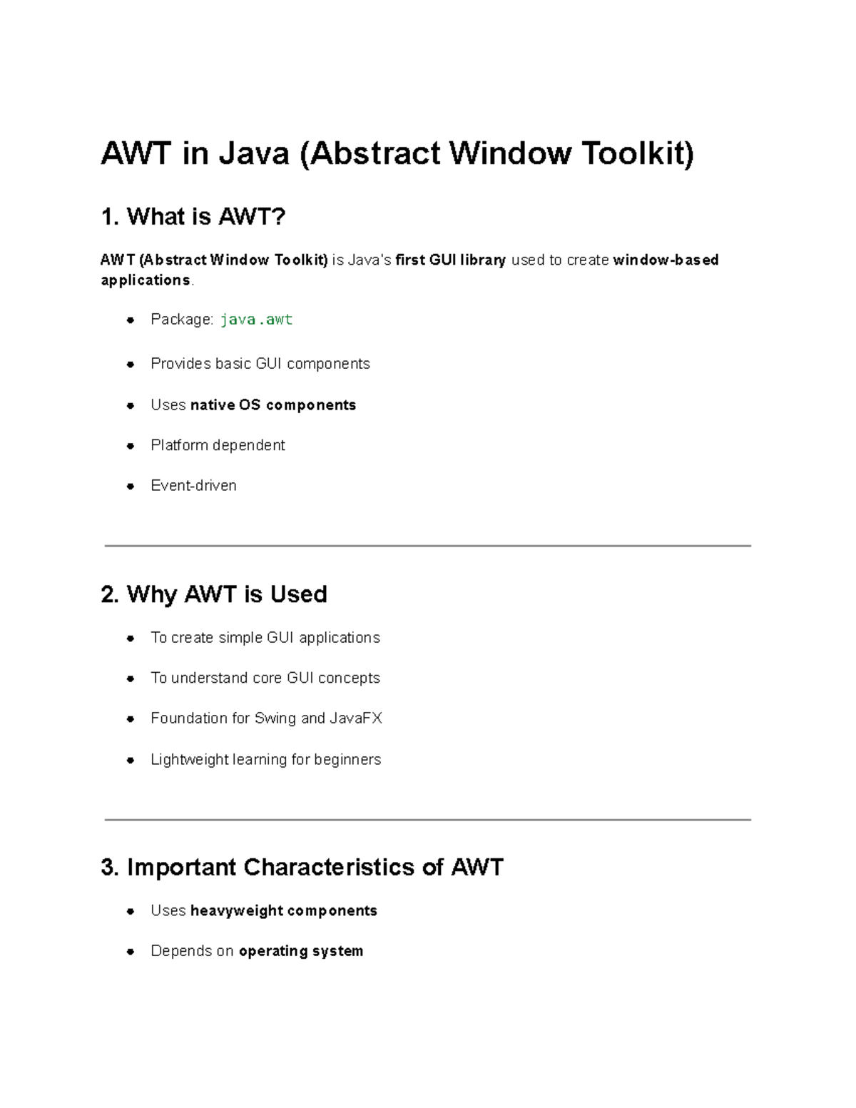AWT in Java: Understanding GUI Basics and Event Handling - Studocu