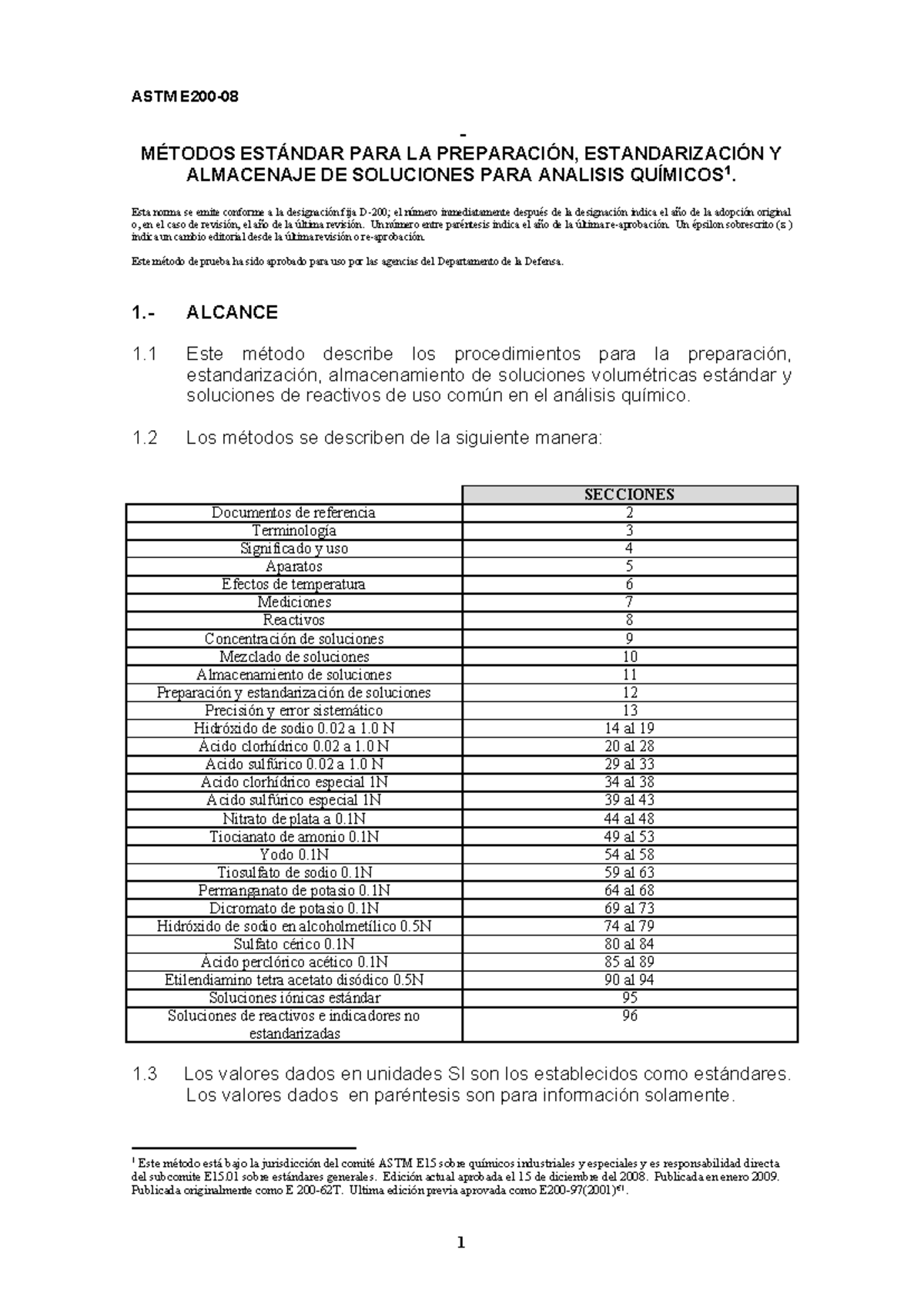ASTM E 200-08: Métodos para Preparación y Estandarización de Soluciones - Studocu