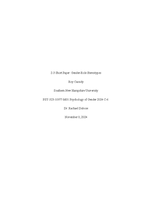 PSY222 Module Four Activity 1 - Module Four Activity Southern New Hampshire University PSY 222 ...