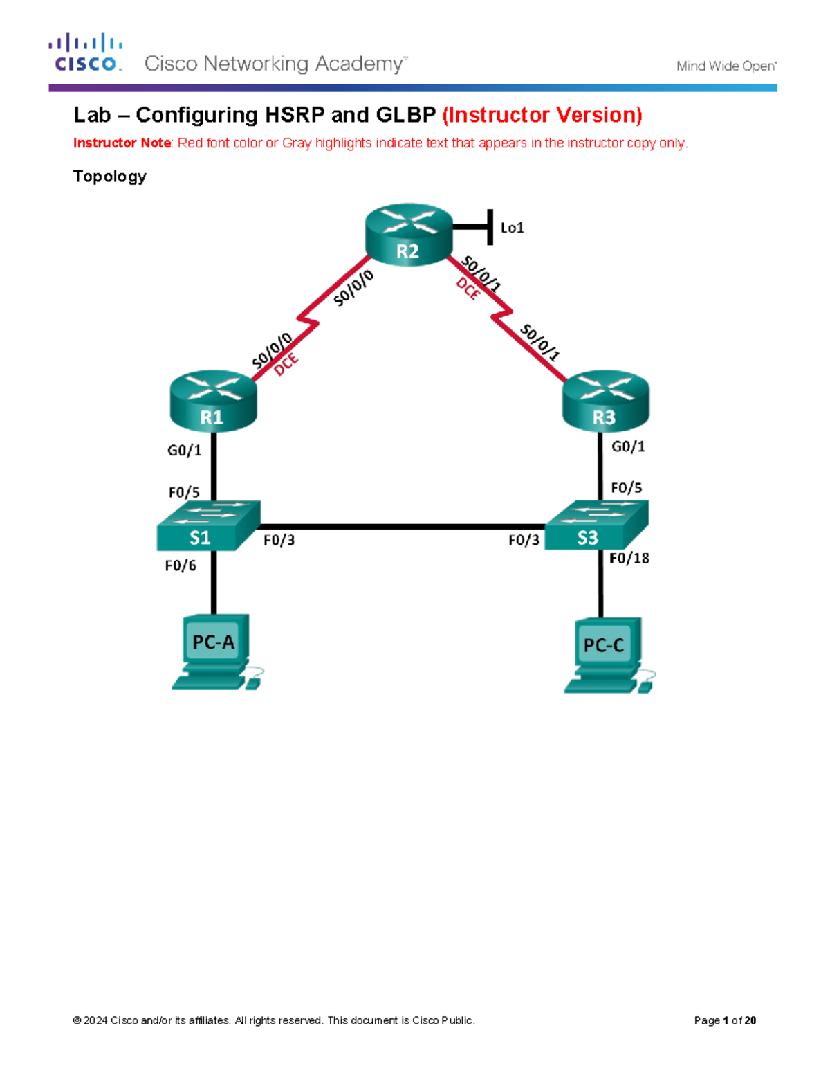 2.4.3.4 Lab - HSRP & GLBP Configuration Guide - ILM - Studocu