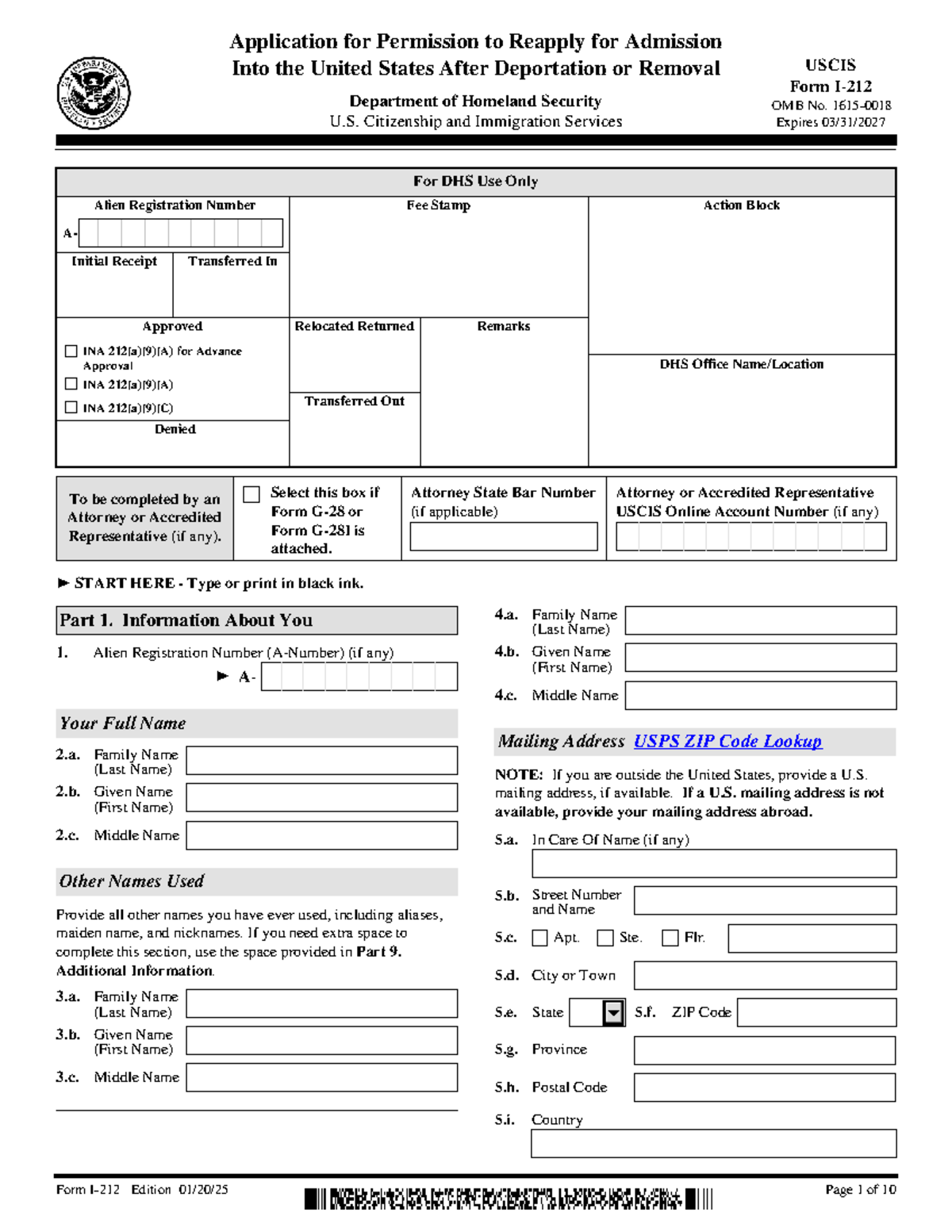 I-212 Application for Permission to Reapply After Deportation - Studocu
