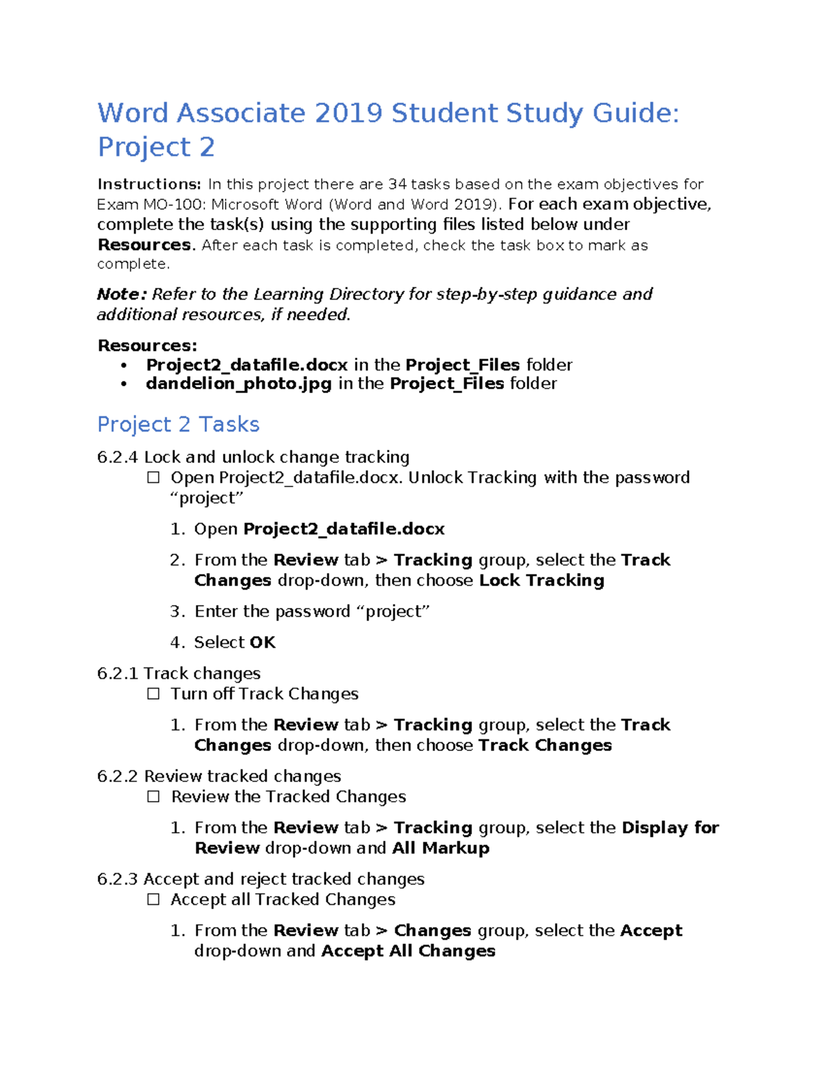 Word 2019 (Course Code) Project 2 Step-by-Step Guide - Studocu