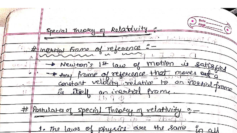 Special Relativity Theory Notes (PHYS 101) - Studocu