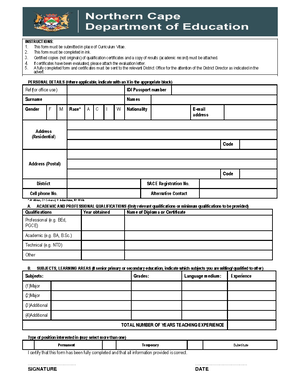 EDU1 Application FORM - Revised 2023 - APPLICATION FOR AN EDUCATOR POST ...