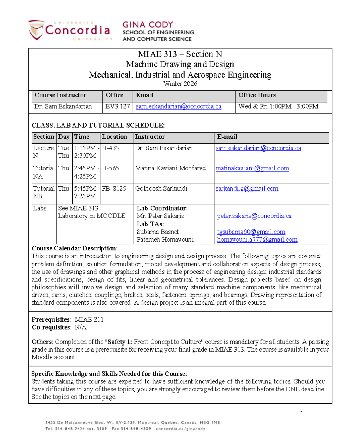 MIAE 313N Machine Drawing & Design Course Outline Winter 2026 - Studocu