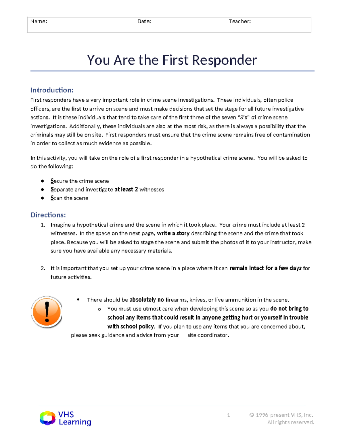 02 03 First Responder - Crime Scene Activity Notes and Guidelines - Studocu