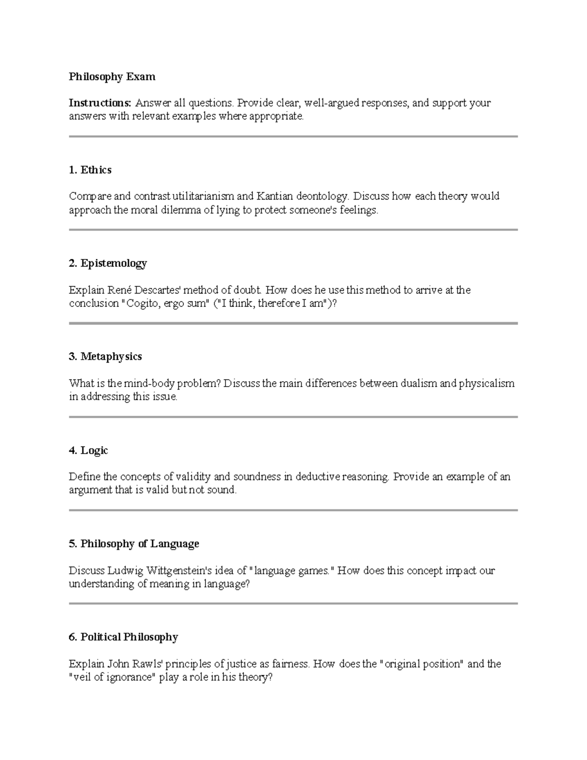 Philosophy 101: Exam 1 - Ethics, Epistemology, Metaphysics & More - Studocu
