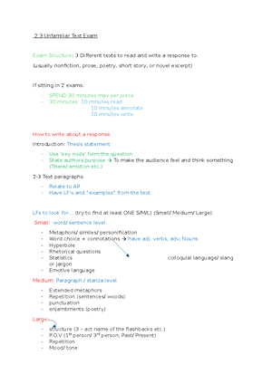 L2 Unfamiliar Cheat Sheet - L2 UNFAMILIAR TEXT CHEAT SHEET ABOUT T H E ...