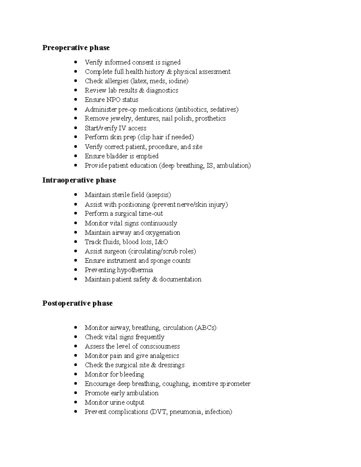 Surgery Case Study: Preoperative to Postoperative Phases (NUR 101 ...