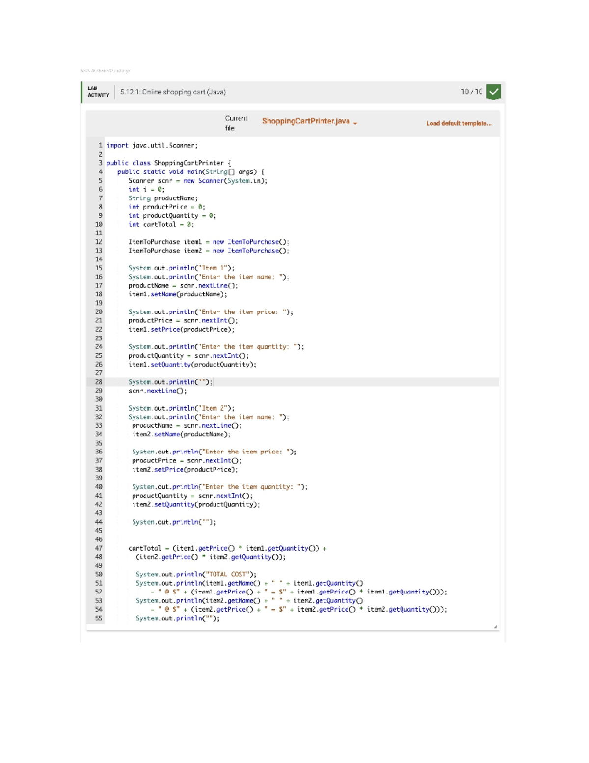 IT 145 Lab Activity 5.12: Java Online Shopping Cart Implementation - Studocu