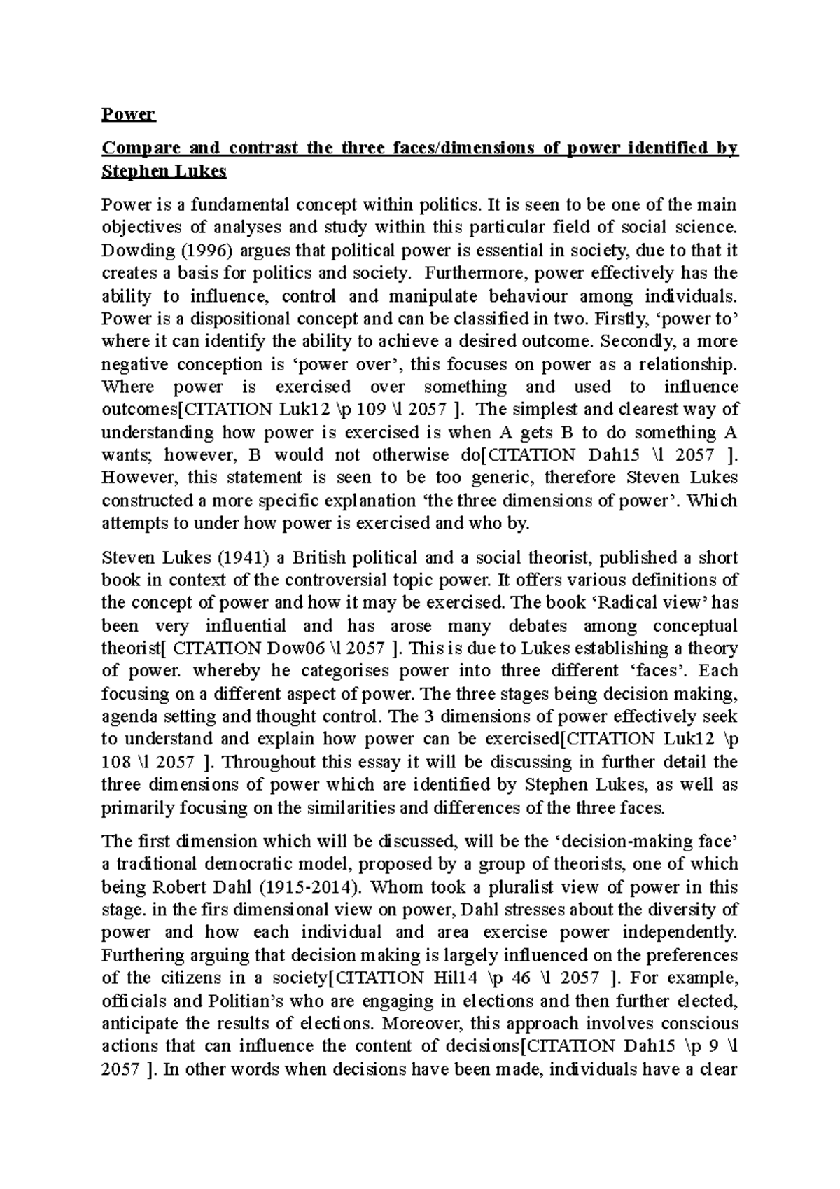 PSCI 101: Analysis of Lukes' Three Faces of Power in Political Science ...