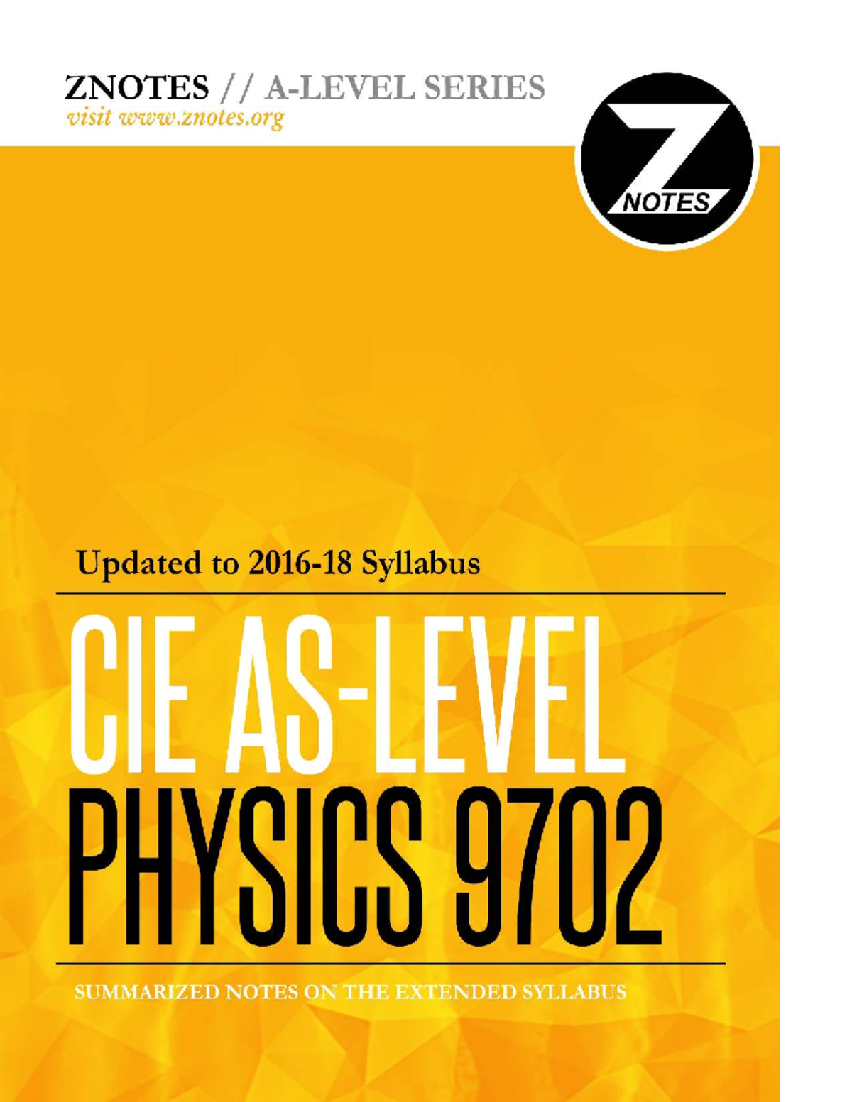 CIE AS Physics 9702 Theory Notes: Measurement, Kinematics & Waves - Studocu