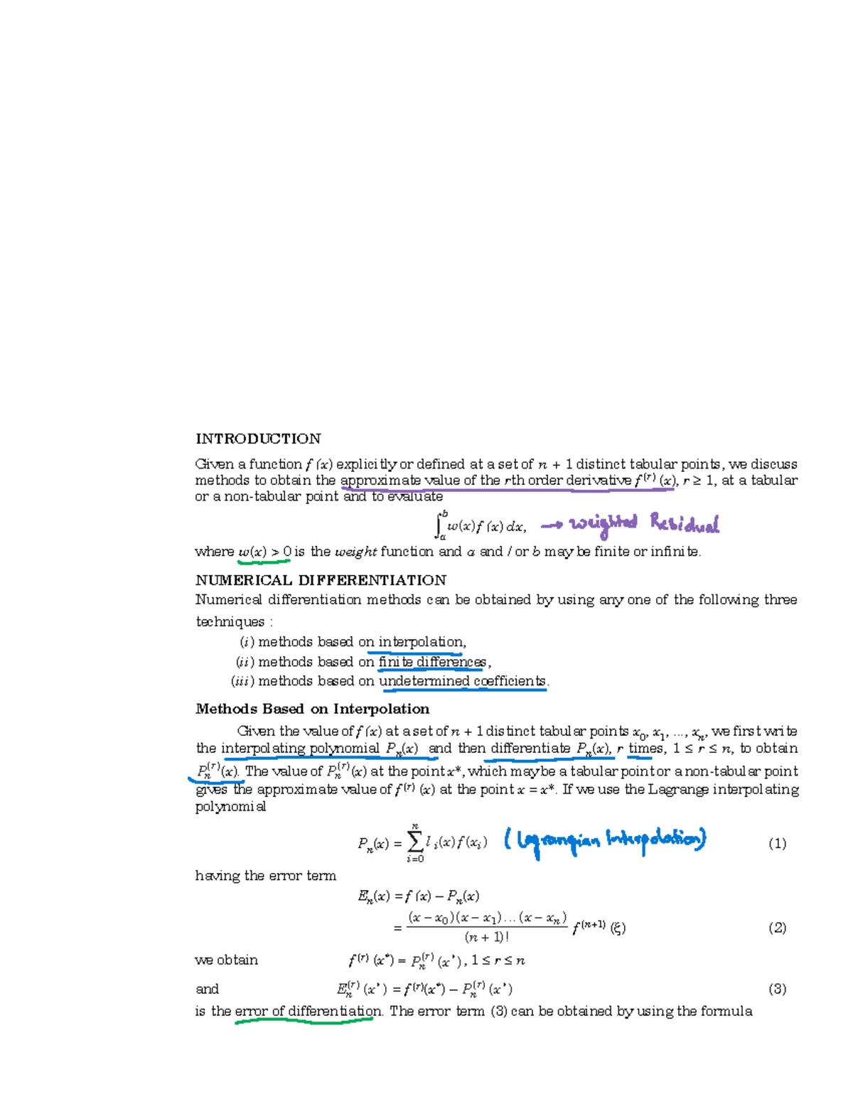 Numerical Methods for Differentiation and Integration (MATH 101) - Studocu