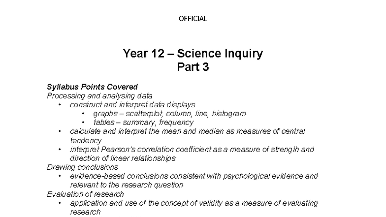 Year 12 Science Inquiry (Week 04) - Data Processing & Analysis ...