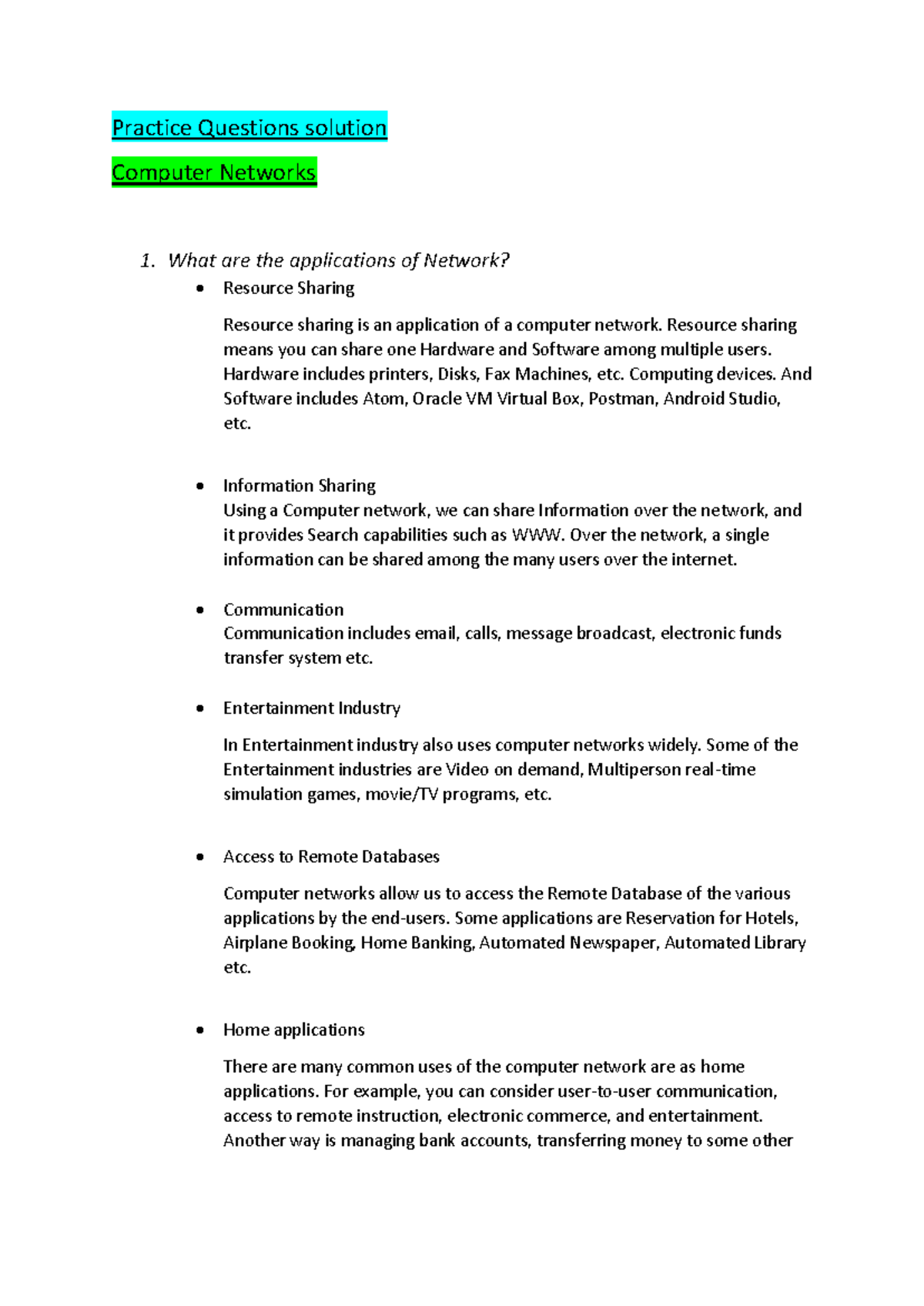 CN QB Solutions: Computer Networks Solved Questions for Modules 1-6 ...