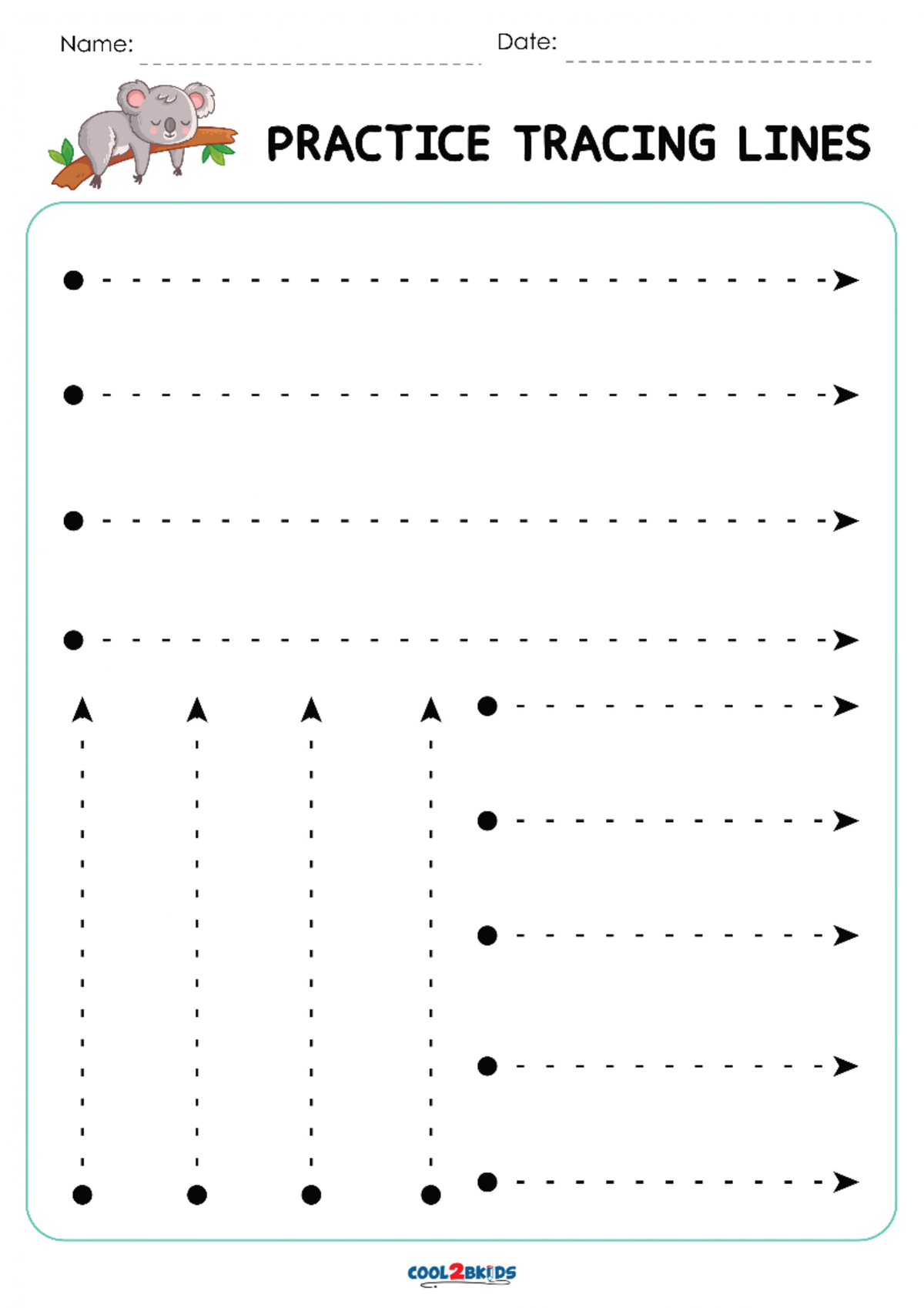 Tracing Straight Lines Worksheets for Preschool - Educ primary ...