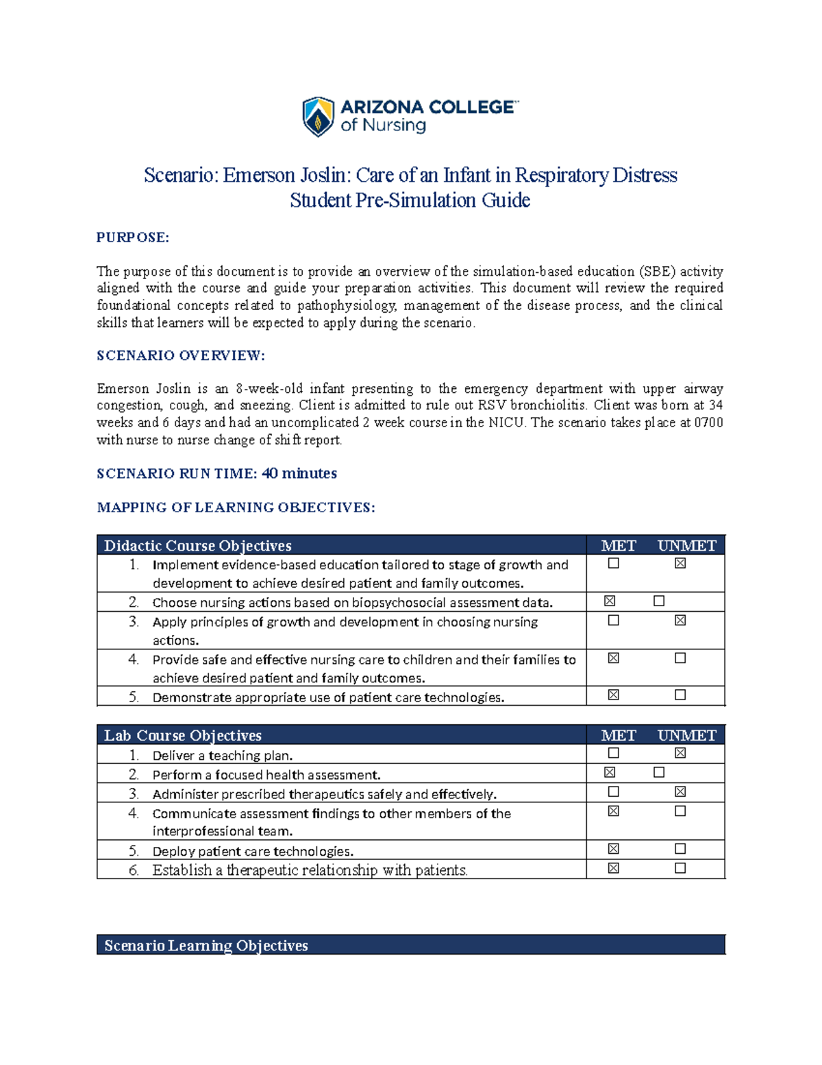 Emerson Joslin Care of an Infant in Respiratory Distress Student Pre ...