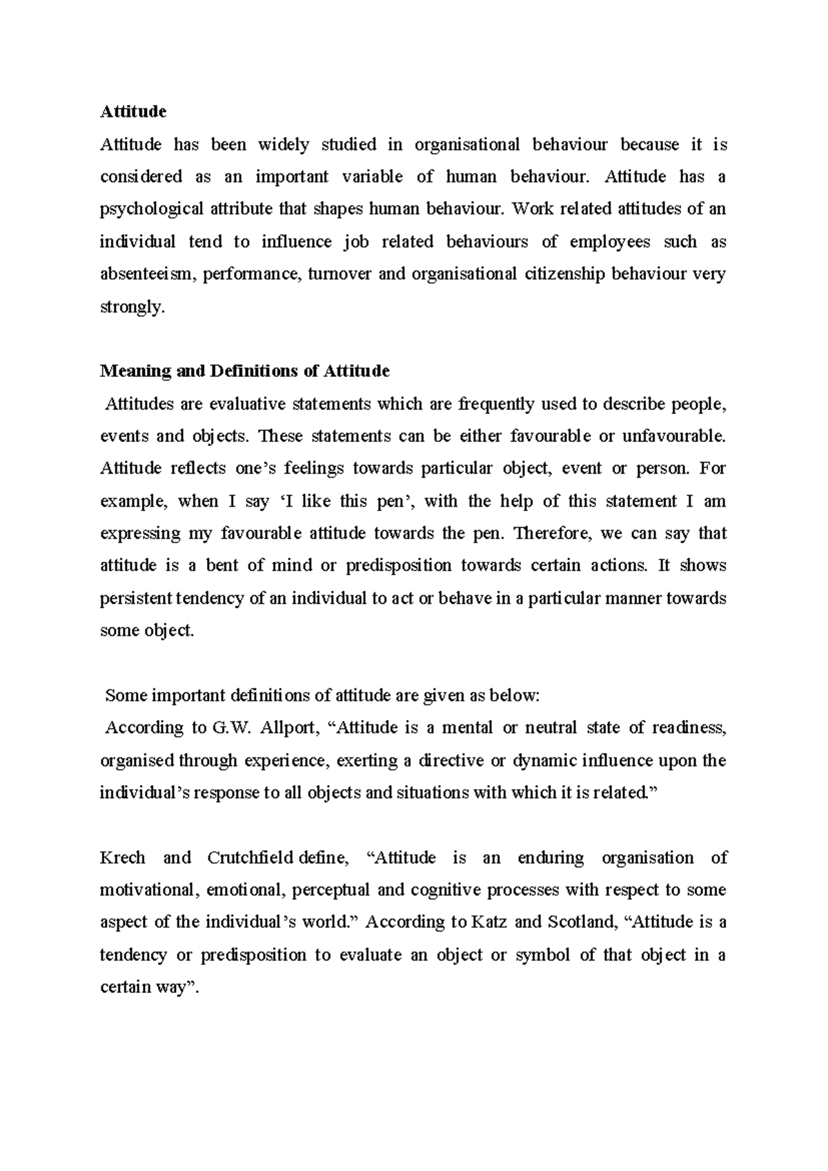 Attitude - learn more - Attitude Attitude has been widely studied in ...