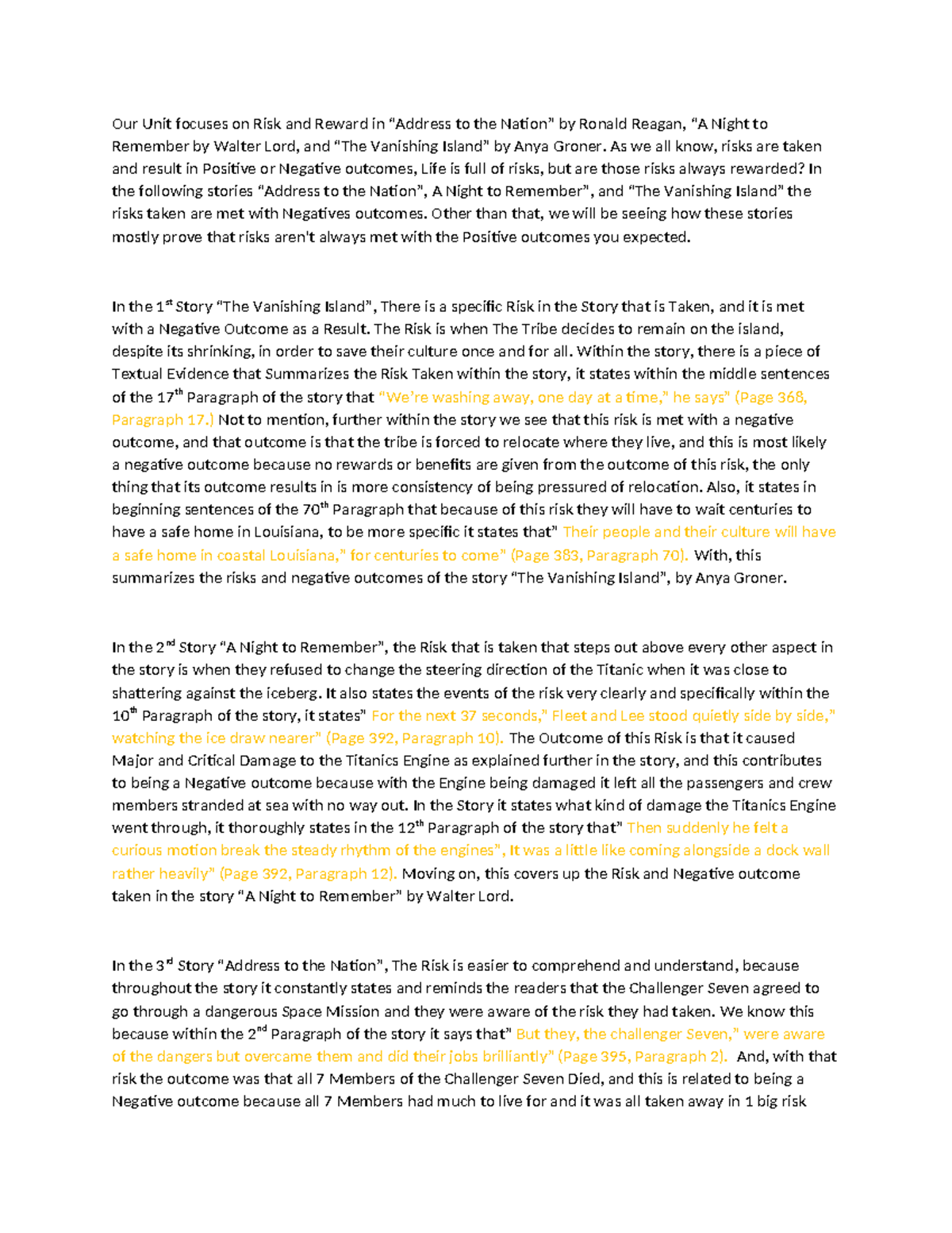 Risk and Reward Informative Essay Lang Arts - Our Unit focuses on Risk ...