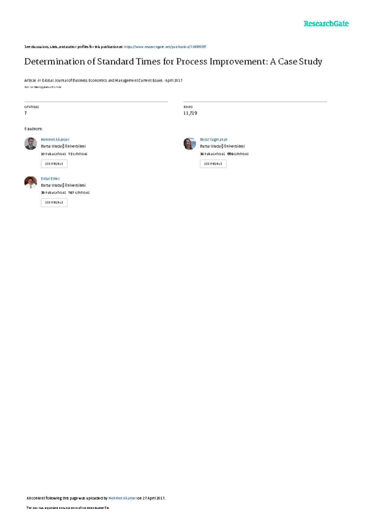 Determination of Standard Times for Process Improvement: A Case Study - Studocu