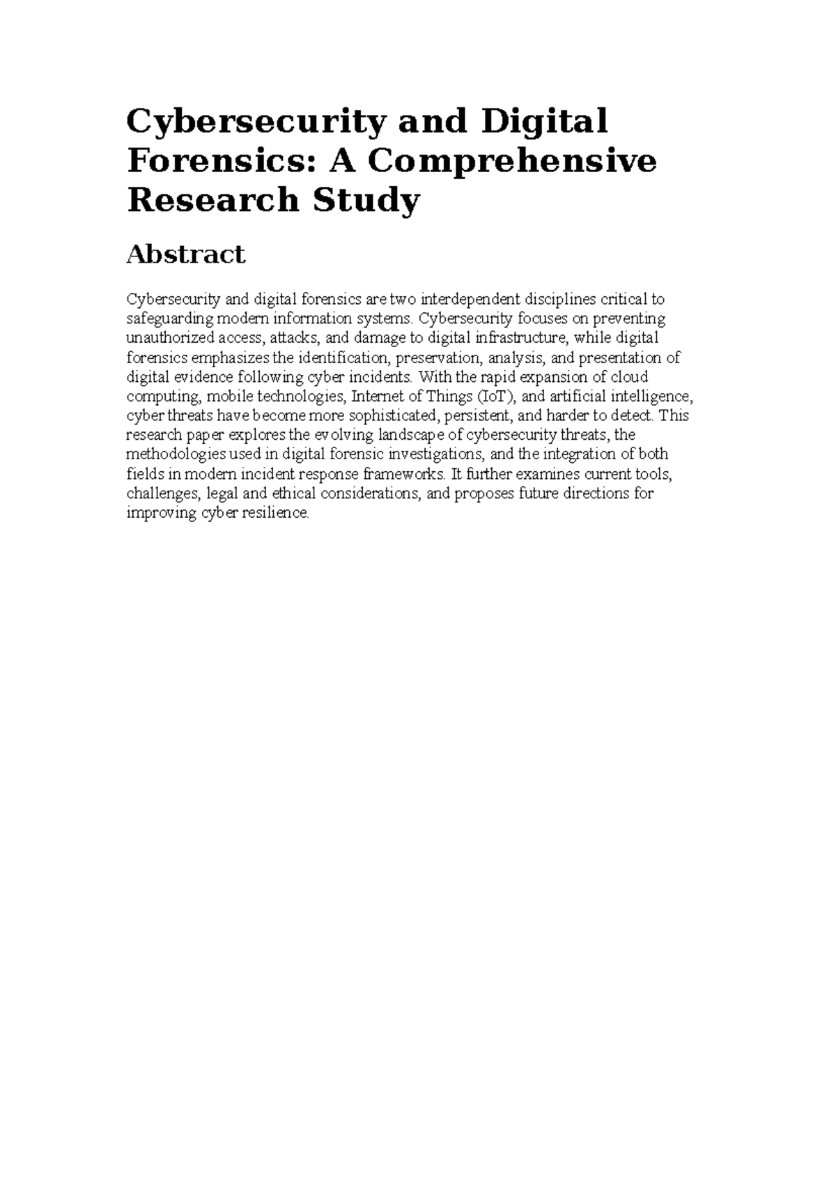 Cybersecurity & Digital Forensics: A Research Study on Threats & Tools ...
