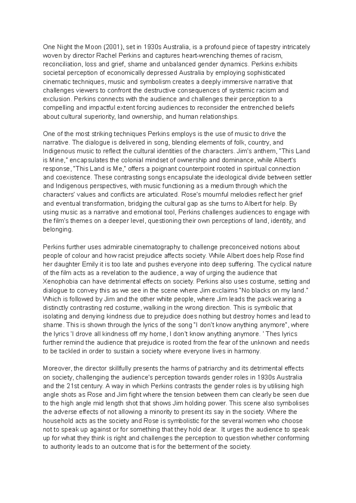 Essay Practice: Analysis of "One Night the Moon" Themes & Techniques ...