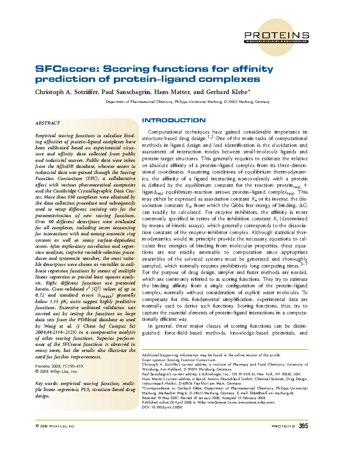 SFCscore: Empirical Scoring Functions for Affinity Prediction of ...