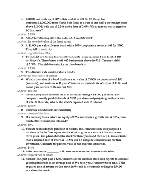 Fin 330 Milestone 2 - Guidance for Finance 330, - Corporate Finance ...