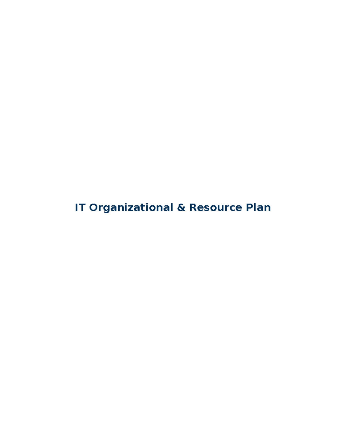 IT Organizational Resource Plan: IT Security Compliance Manager Role ...