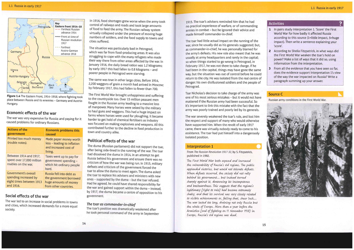 1.1 Russia in Early 1917: Impact of WWI on Tsarist Rule and Society ...
