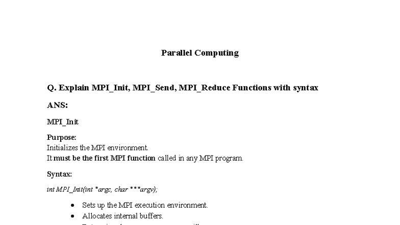 Parallel Computing Functions: MPI and OpenMP Explained - Studocu
