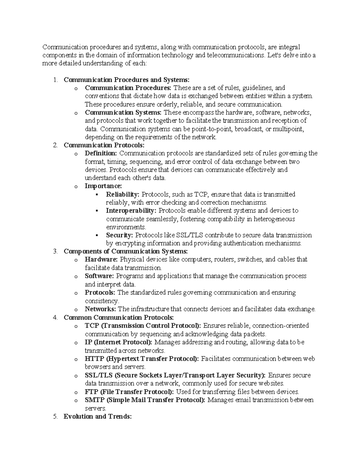 Communication Procedures and Systems in IT and Telecommunications - Studocu