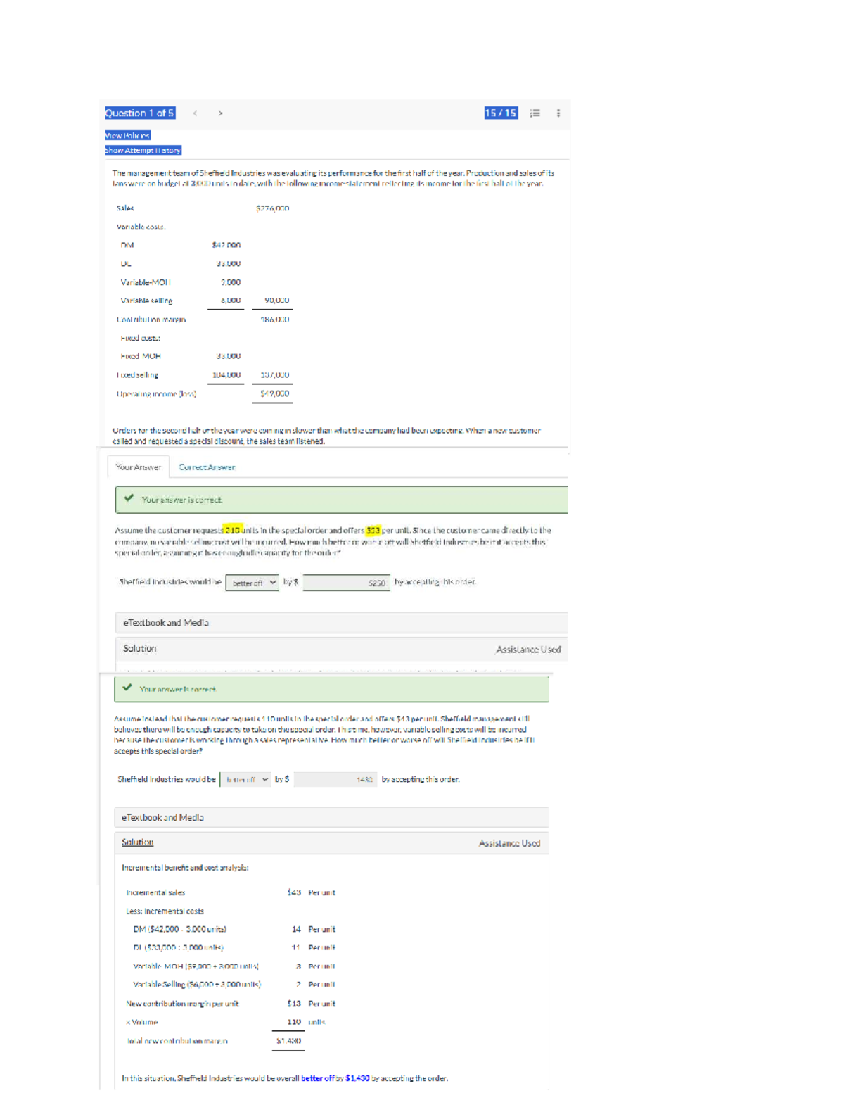 ACC311 Module 3 Problem Set: Sheffield Industries Special Order ...