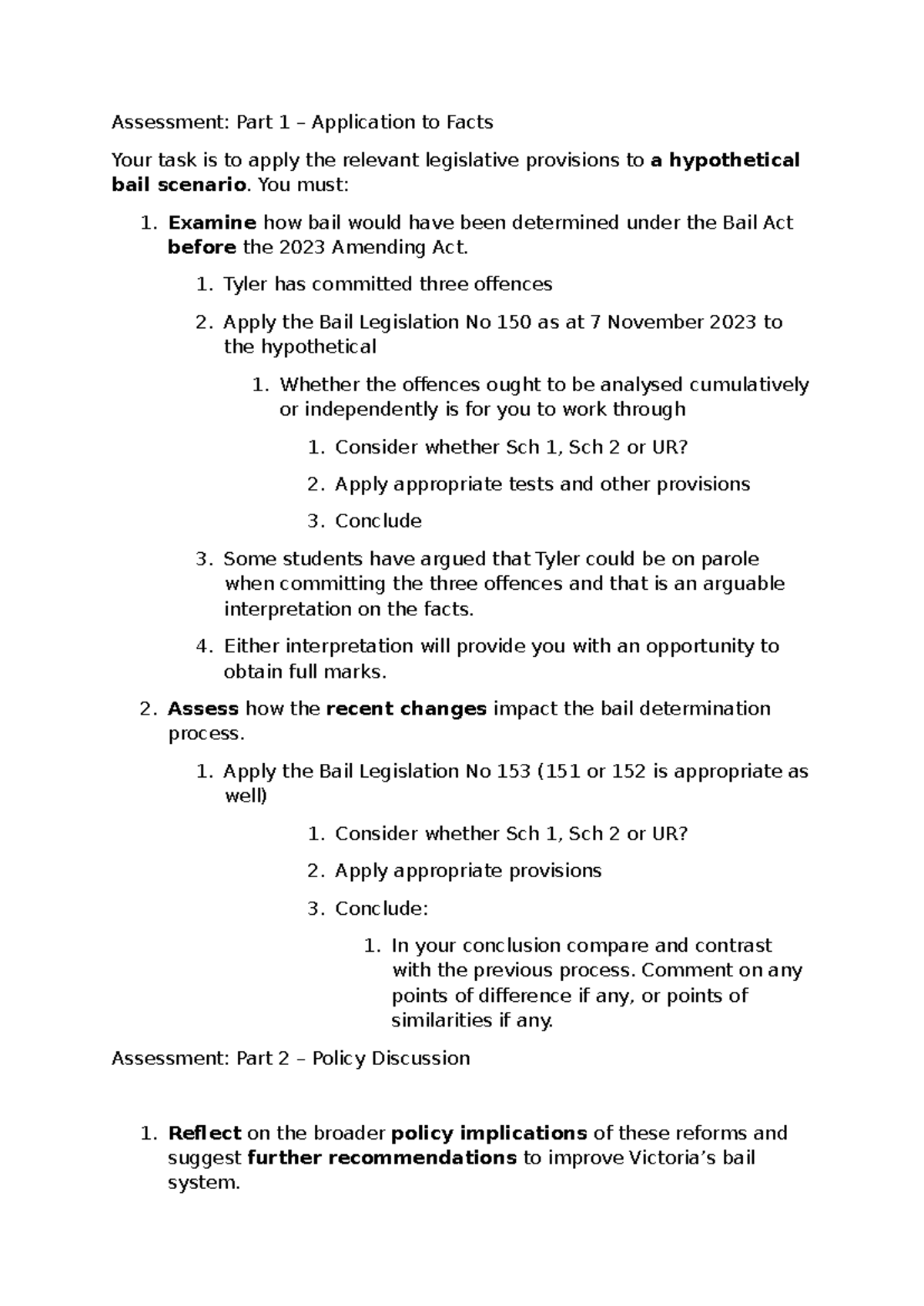 Assessment Guidance: Bail Legislation Analysis & Policy Implications ...