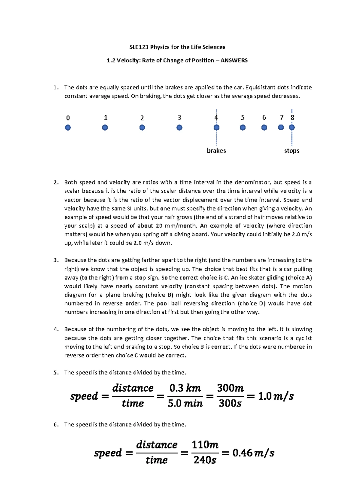 Physics 101: Position and Displacement Notes on 1D Motion - Studocu