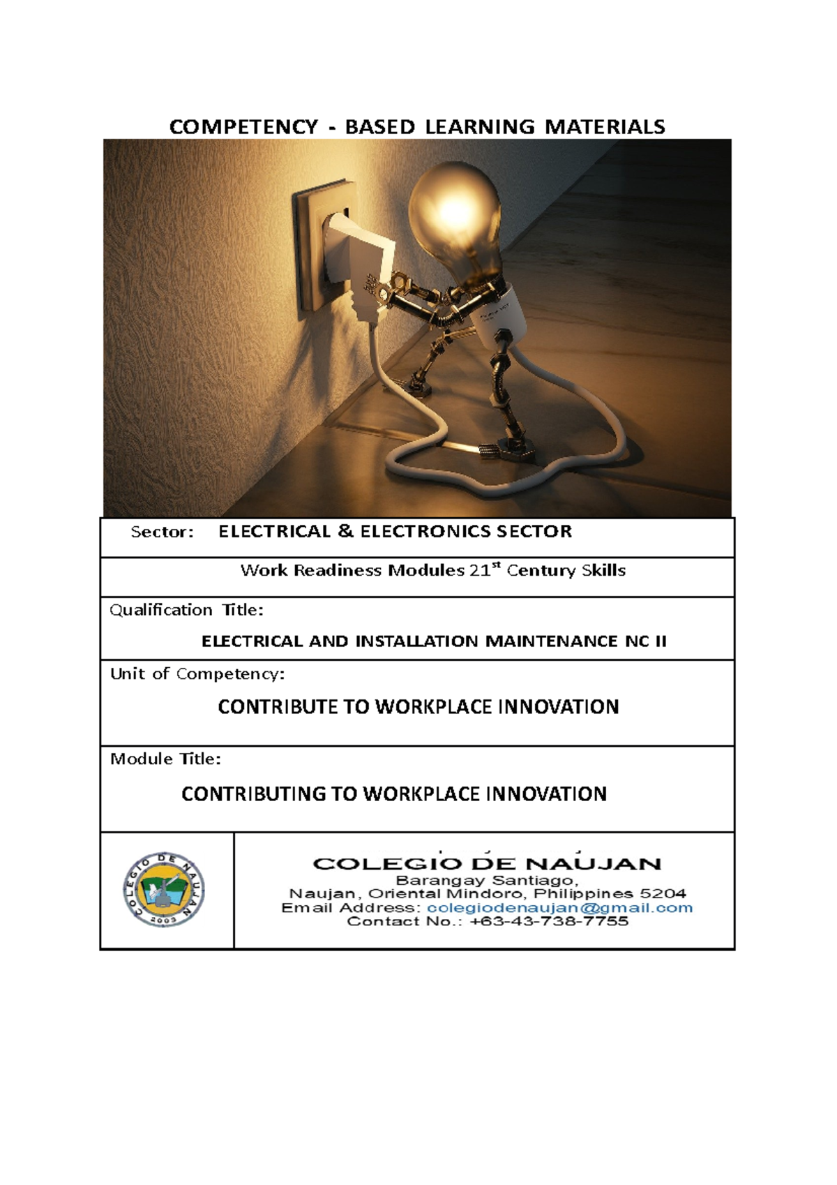 Module 5: Contributing to Workplace Innovation (Elect & Electronics NC ...