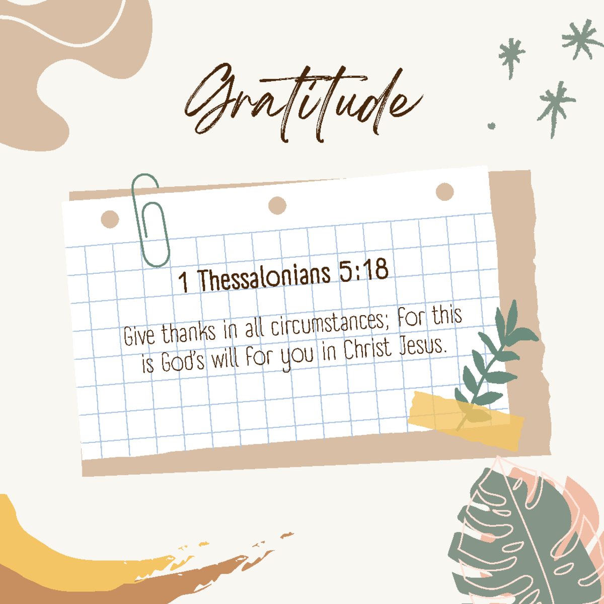 Beige & Brown Note Illustration Gratitude Bible Verse Instagram Post ...