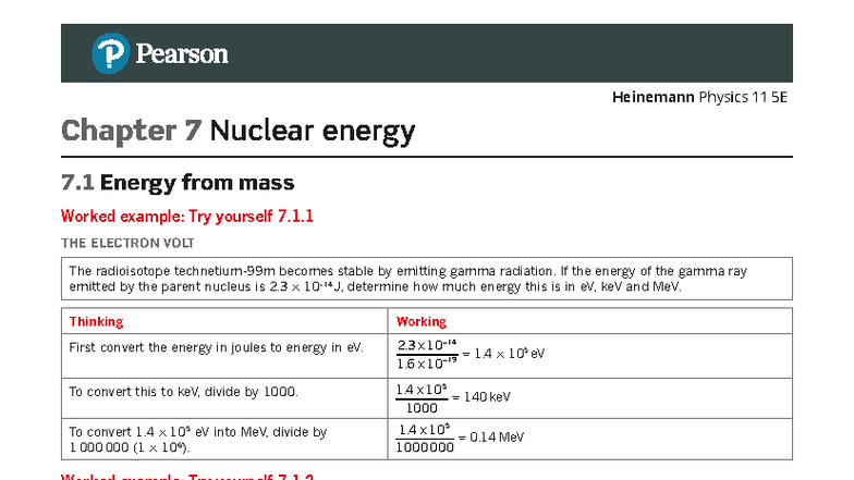 Heinemann Physics 11 5E Chapter 7: Nuclear Energy Worked Examples and ...