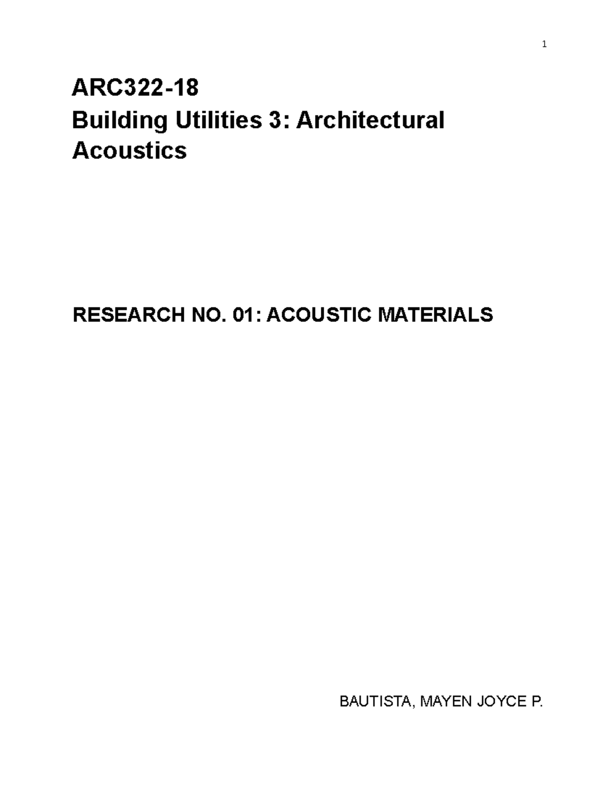 BU3: Architectural Acoustics Research on Acoustic Materials - Studocu